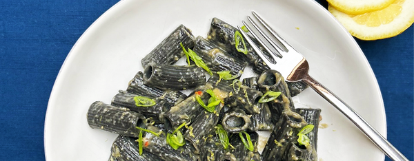 Cuttlefish Ink Rigatoni with Miso Lemon Butter Sauce – Bona Furtuna